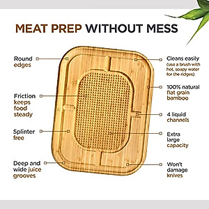 Meat Cutting Board with Juice Groove - Heavy Duty Bamboo Butcher Block Cutting Board - Large Wooden Kitchen Carving Board with Pyramid Design to Stabilize Meat - Reversible Design for Slicing Chopping