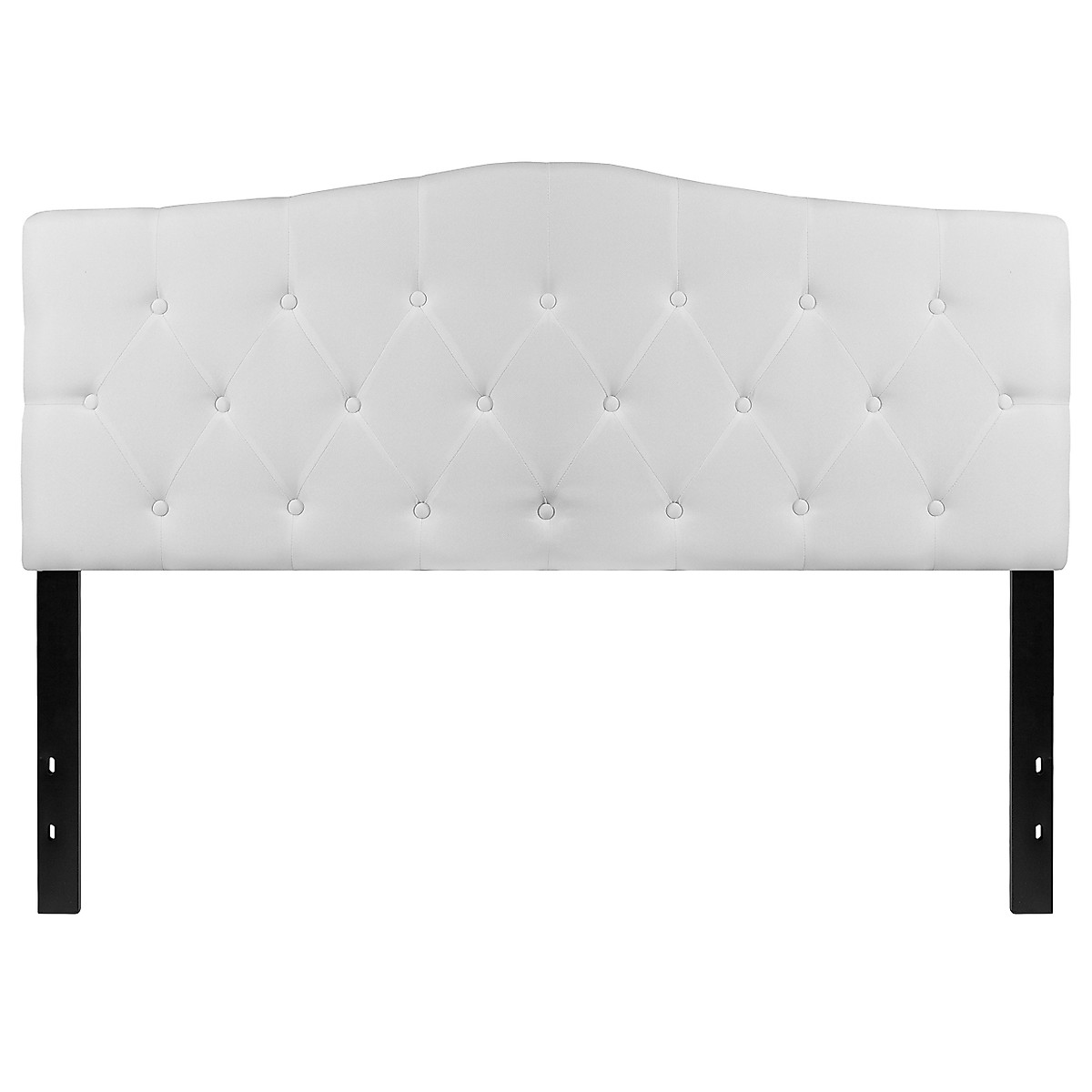 EMMA + OLIVER Tufted Upholstered Queen Size Headboard in White Fabric