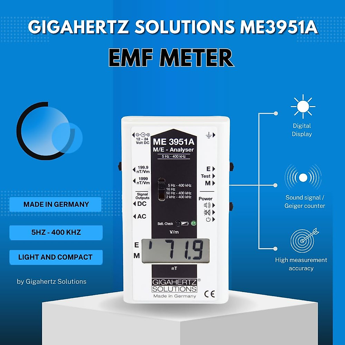GIGAHERTZ SOLUTIONS ME3951A EMF Meter Kit 5Hz - 400kHz