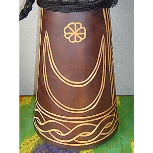 20" Tall Moon & Star (M15) Deep Carved Djembe Bongo Drum, with Free Cover