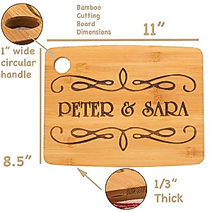 Custom Catch Personalized Cutting Board Wedding Gift - Durable Bamboo (Scroll)