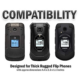 Case for Kyocera Flip Phone, Nakedcellphone Black Vegan Leather Vertical Pouch [with Belt Loop, Metal Clip, Magnetic Closure] for DuraXV Extreme E4810, DuraXV LTE E4610, DuraXE Epic E4830, DuraXTP