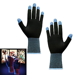 Aktudy 1 Pair Five-Finger Gloves Highly Sensitive Gaming Finger Sleeves Anti-Sweat Breathable Keep Warm for PUBG E-Sports Sara Gaming Gloves (Blue)