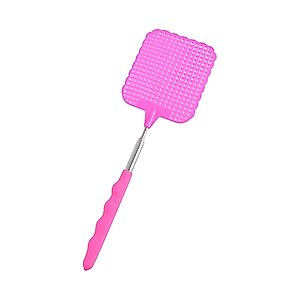 1PCS Extendable Fly Swatter,Plastic Fly Swatter Extendable Flyswatter for Indoor Outdoor(Pink)