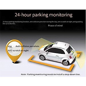 3-Channel Dash Cam with Front and Rear Inside Views, 1080P Full HD with 170-degree Wide-Angle Lens, IR Night Vision, Loop Recording, Reverse Assist, and 24-Hour Parking Recording.
