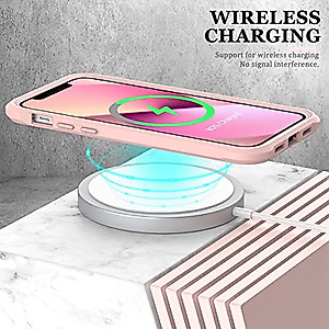 FUNMIKO iPhone 13 Pro Max Case with Screen Protector,Mili-Grade Heavy Duty Protection Pass 21ft. Drop Tested Slim-fit Clear Cover Protective Phone Case for Apple iPhone 13 Pro Max 6.7" Light Pink