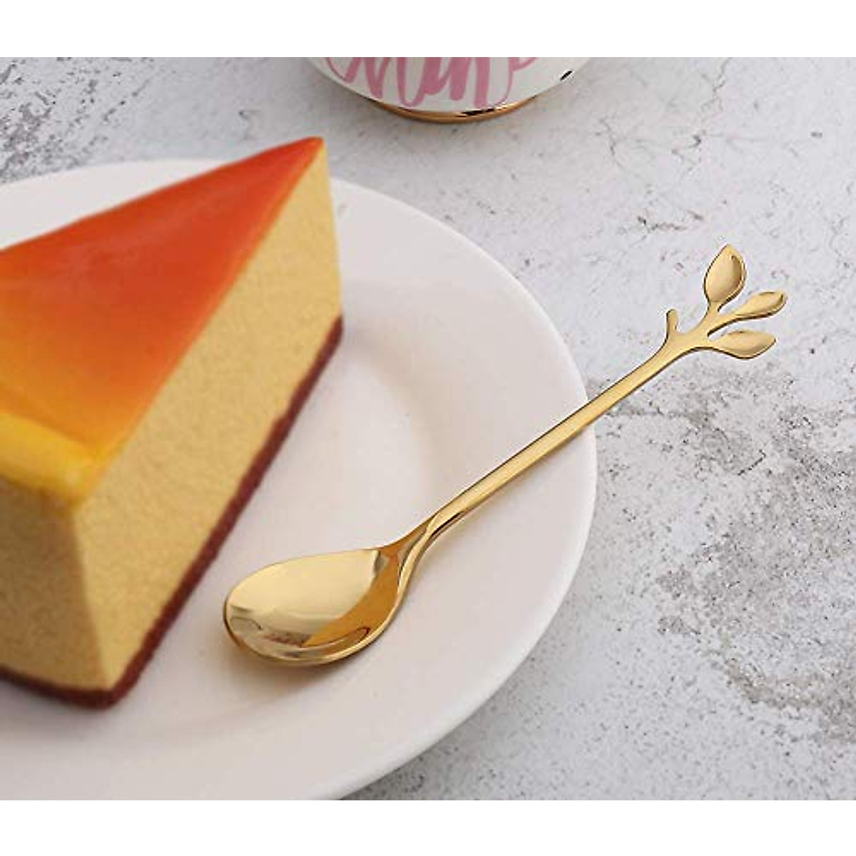 Stainless Steel Leaf Coffee Spoon, SZBAIDEKJ 10 Pcs Creative Tableware Dessert Spoons, Stirring, Mixing, Sugar, Stir, Ice Cream Teaspoon Set