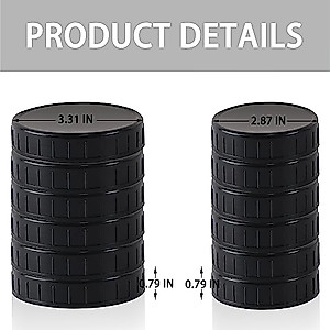 Tixill 12 Pack Plastic Mason Jar Lids 6 Regular Mouth & 6 Wide Mouth Bottle Storage Caps Sealing Cap for Canning Jars (Black)