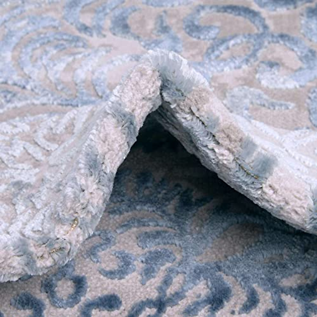 Unique Loom Aberdeen Collection Area Rug - Chatsworth (Oval 4' 0" x 6' 0", Blue/ Beige)