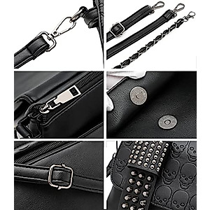 YAQUNICER Skull Purse Punk Rivet Shoulder Crossbody Bags for Women Chain Underarm Bag Handbag-Black