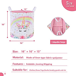 Unicorn Laundry Hamper - Collapsible Fabric Storage Bins Laundry Storage Basket for Kids Baby Gift Baskets Toys Clothes Shoes Bedroom Home Organizer Nursery Hampers