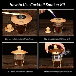 Smoked Old Fashioned Kit, Whiskey Smoker Kit, Cocktail Smoker Kit with Torch, Old Fashioned Smoker Kit, Whiskey Smoker Infuser Kit, Drink Smoker Infuser Kit (Without Butane)