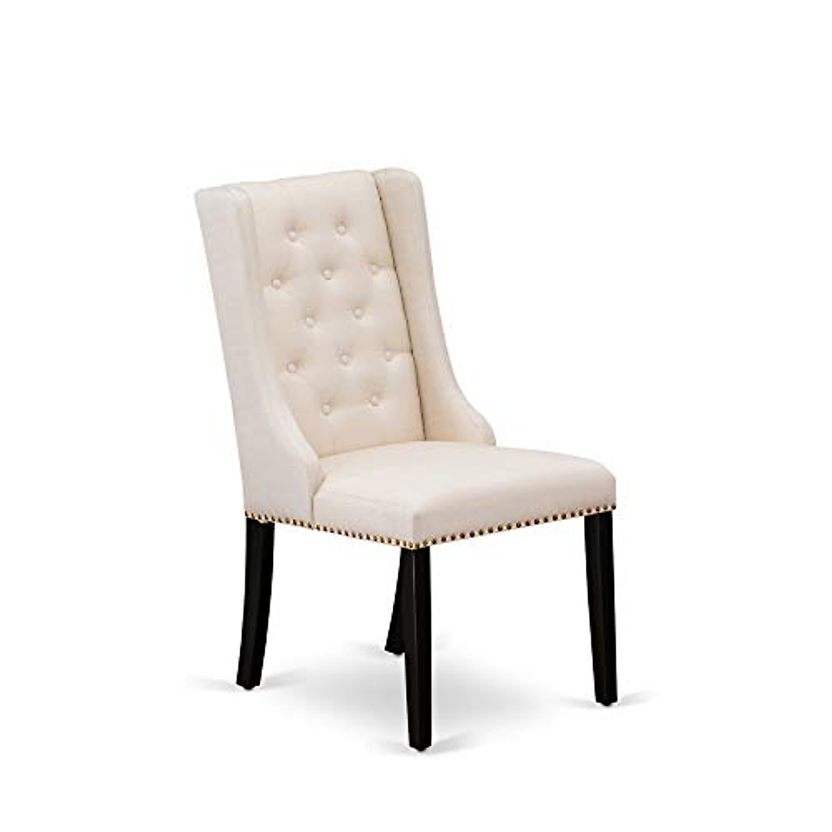 East West Furniture SHFO5-BLK-01 5 Piece Kitchen Table Set for 4 Includes a Round Dining Room Table with Pedestal and 4 Cream Linen Fabric Upholstered Chairs, 42x42 Inch, Black