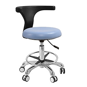GUNEL Medical Dentist Chair Dental Stool Dental Mobile Chair, Height Adjustable Doctor Chair with 360 Degree Rotation Backrest and Seat (Color : Blue, Size : B(with Foot Rest))