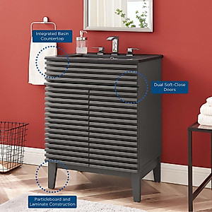 Modway Render 24" Bathroom Vanity with Sink in Gray Black