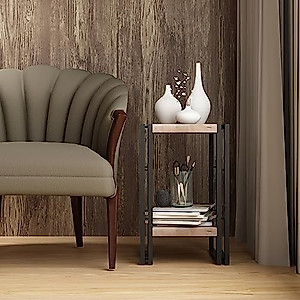 fusehome 22 inch Plant Stand Table, 2 Tier Plant Shelves Indoor Flower Pots Stand Holder Modern Corner Plant Stand Rack Shelves Square Plant Tables for Office Living Room, Balcony