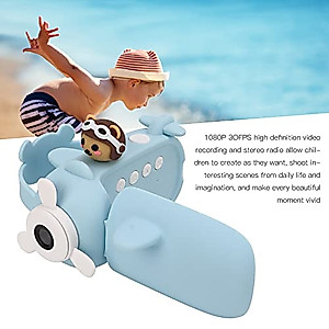 Tonsa Kids Selfie Camera, Auto Focusing, 50 Million Dual Camera 1080P HD Digital Video Camera with 750mAh Battery, Children Cartoon Bear Digital Camera, Christmas Birthday Gifts for Girls Age 3-9