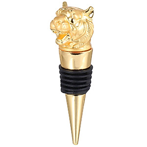 Hemoton Vintage Metal Wine Bottle Champagne Stopper Zodiac Signs Tiger Head Shaped Wine Caps Sealers Preservers Saver Wine Bottle Seal Plug for Wedding Bar Party