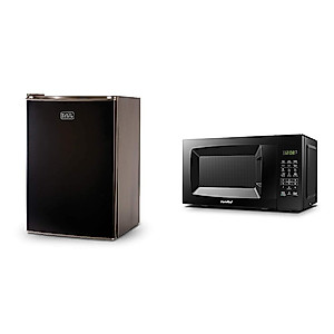 BLACK+DECKER BCRK25B Compact Refrigerator Energy Star Single Door Mini Fridge with Freezer, 2.5 Cubic Feet, Black & COMFEE' EM720CPL-PMB Countertop Microwave Oven with Sound On/Off, ECO Mode and Easy