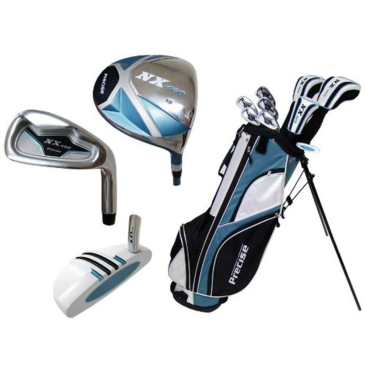 Precise Deluxe Women's Petite Complete Set (Blue), Graphite Hybrids with Steel Irons, Right Hand, Regular
