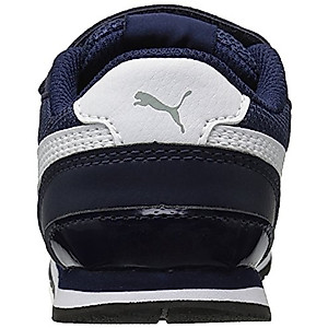 PUMA Unisex-Baby Carson 2 Metallic Mesh Hook and Loop Sneaker, Peacoat/White , 7C US Toddler