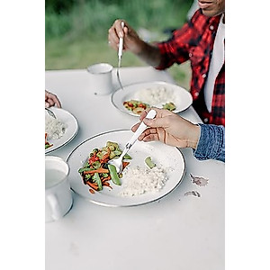 Stansport Deluxe 24-Piece Enamel Tableware Set - White (11220-03)