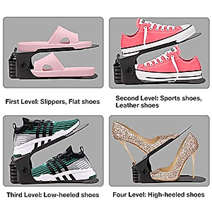 Neprock 20-Pack Black Shoe Slots Organizer Bundle with 6 Tier Black Shoe Rack Organizer