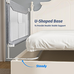 FAMILL Bed Rails for Toddlers,Toddler Rail，Baby Rail Guard，Kids' & Guards,Bed Guard Queen King Twin Kid, Full Size Extra Length 54"-78.7",(Grey,1 Piece, 74.8")