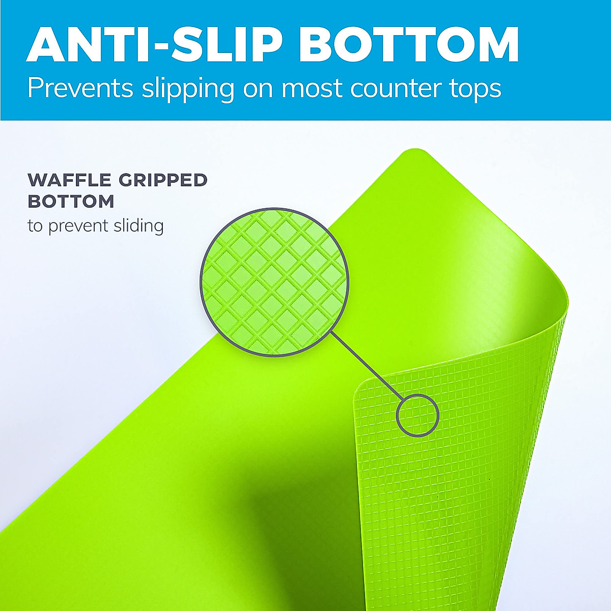 Extra Thick Flexible Plastic Cutting Board Mats with Holes for Hanging and Food Icons & EZ-Grip Waffle Back, (Set of 6) Dishwasher Safe