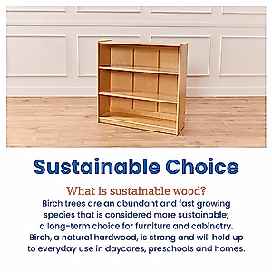 ECR4Kids Classic Bookcase, 36in, Adjustable Bookshelf, Natural
