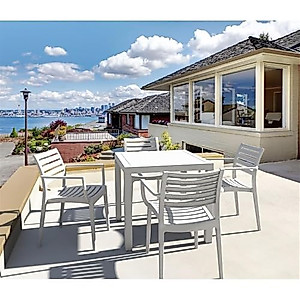Compamia Artemis Outdoor Patio Dining Arm Chair in White (Set of 2)