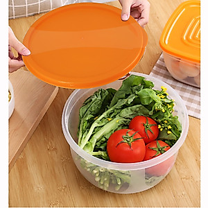 SCWBOEII 7Pcs Round Mixing Bowl Set Salad Bowl with Airtight Lids Plastic Nesting Mixing Bowl Set for Packing and Serving Christmas Salads Candies Cookies