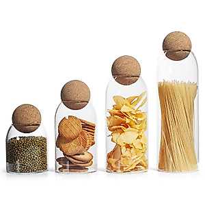 IVAILEX Glass Jars with Cork Lids, Candy Jar with Lid, Coffee jar for Counter, Cookie Jar with Airtight Lids, Clear Glass Jar for Candy, Tea, Coffee Bean, Sugar, Spices, Apothecary etc (950ml/32oz)