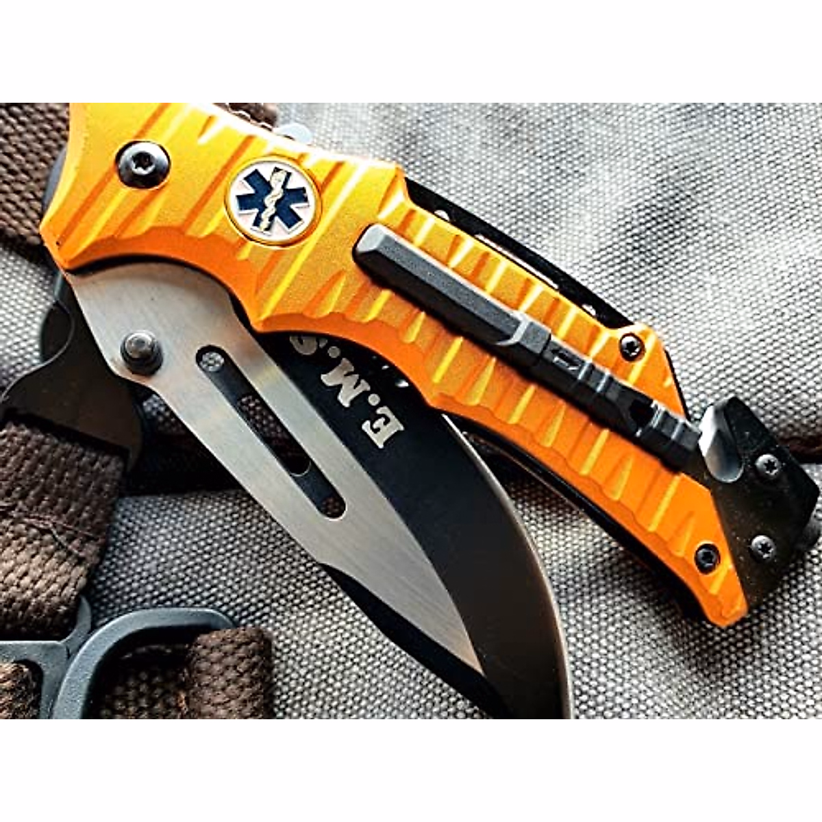 8.25 Orange Emergency EMT EMS Rescue Handy Medical Pocket Folding Knife