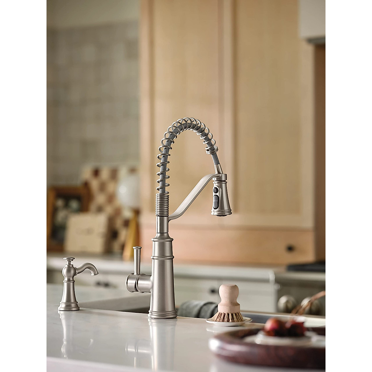 Moen 5927SRS Belfield One-Handle Pre-Rinse Spring Kitchen Faucet with Power Boost, Spot Resist Stainless
