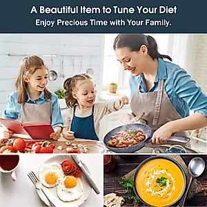 8" Small Frying Pan- KOCH SYSTEME CS 8" Ultra Nonstick Frying Pan with Lid, Granite Skillet with APEO & PFOA-Free Stone Earth Coating, Aluminum Alloy Stir Fry Pan, Stainless Steel Handle, Oven Safe