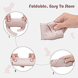 Little Dimsum Silicone Baby Bibs Soft Comfortable Baby Food Bibs Waterproof Feeding Bibs Toddlers Adjustable Silicone Bibs Baby with Food Catcher Easy Wipes Clean,Duck&sheep