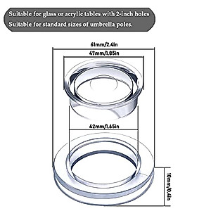 EHIOG Patio Table Umbrella Hole Ring and Cap Set, 2 Inch Silicone Transparent Umbrella Hole Ring Plug and Cap Set for Outdoor Patio Garden Beach Table Umbrella Plug (Black - 2 Set)