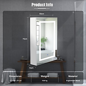 Mepplzian Medicine Cabinet with Lights Bathroom Medicine Cabinet with Mirror Wall Mounted Lighted Illuminated Mirror Cabinet with Storage,Brightness Adjustable,Not Recessed 27.5 X19.6 Inch