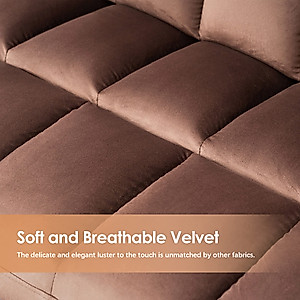 MCombo Loveseat Sofa Couch, Mid-Century Velvet Armless Settee, 2-Seater Upholstered Bench for Living Room Bedroom 4018 (2 Sets Brown)