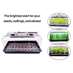 Viagrow Seedling Station Deluxe Kit with LED Grow Light, Propagation Dome, 4X Durable Seedling Tray, 50 Coir Seedling Starters & Heat mat