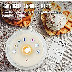 I Love You Candle Gifts | Warm Mahogany | Earthy Wood | Geranium Scented Soy Wax Candle Romantic Valentines Day Gifts for her/him/mom