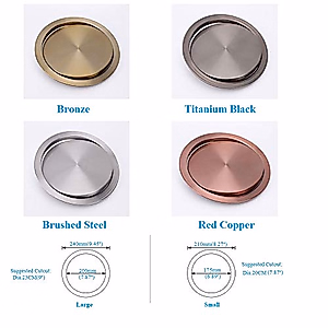 Stainless Steel Countertop Flush Built-in Flip-top Swing Cover Lid Trash Garbage Chute Kitchen Bath Top Grommet Bronze Red Gold (Bronze, Large)