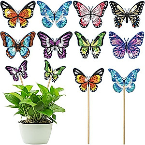 Vcekract 8 Pcs Butterfly Diamond Art, Diamond Painting Kits for Garden Decor, Butterfly Stakes Diamond Art Kits, Butterfly Diamond Art Club, Butterflies for Crafts