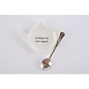 Mud Pie Home Kitchen Circa Tea Time Teapot Tea Bag Spoon Rest Sets 42600444 (Always in hot water)
