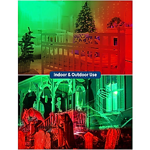 Nouscan PAR38 Red Green LED Lights for Outside [Christmas Combo], 150W Flood Light Bulbs Equivalent, 15W 1200LM, Colored Outdoor Flood Light Bulb, E26 Base Not-dim for Christmas, Halloween, 2 Pack