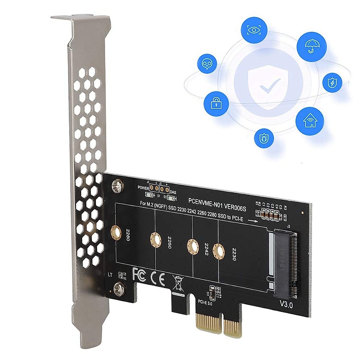 M.2 PCIe PCI E Adapter, M.2 to PCI E3.0 X1 Expansion Card,M2 SSD NGFF NVME (m Key) to PCIe 3.0 x 1 Adapter with Low Profile Bracket for Desktop PCI Express Slot