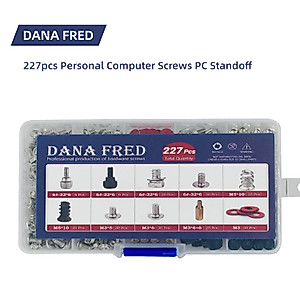 227pcs Personal Computer Screws PC Standoff M3 M5 M6 Phillips Head Assortment Kit for Hard Drive Computer Case Motherboard Fan Power Graphics
