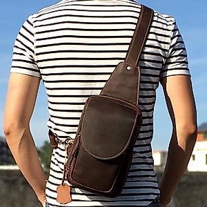 EVERDOSS Sling Backpack Leather Chest Pack Crossbody Travel Hiking Bag