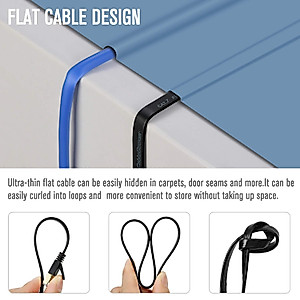 Cat 7 Shielded Ethernet Cable 5 ft 6 Pack Black (Highest Speed Cable) Cat7 Flat Ethernet Patch Cables - Internet Cable for Modem, Router, LAN, Computer - Compatible with Cat 5e，Cat 6 Network